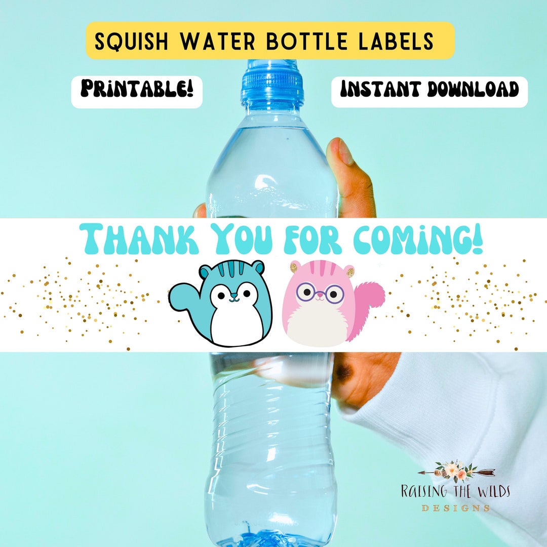 Squishy Animal Water Bottle Labels: Birthday Party Decor (PDF & PNG) - Etsy