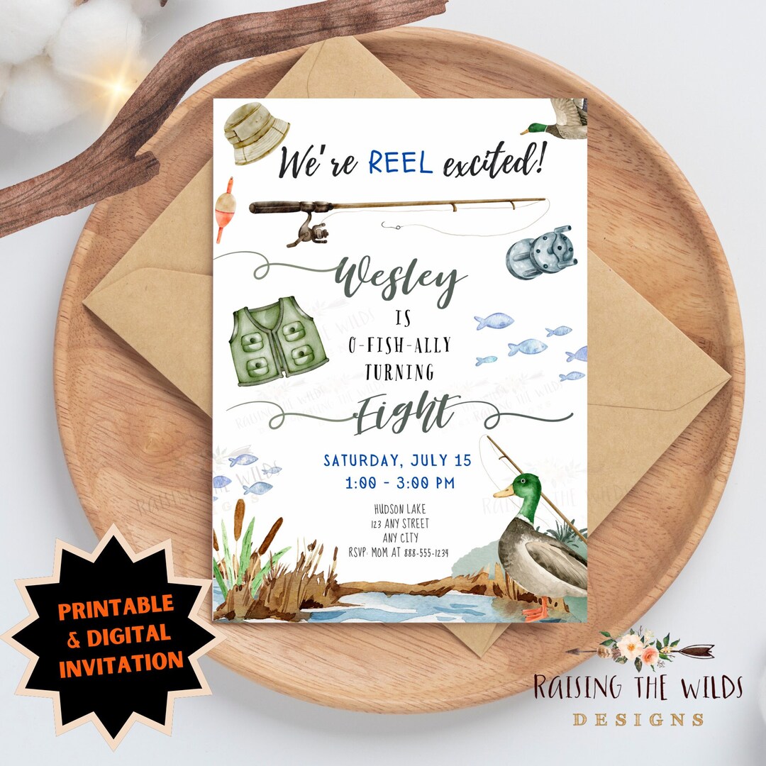 Fishing Invitation | Digital Invite | Birthday Party, Fisher Fishing ...