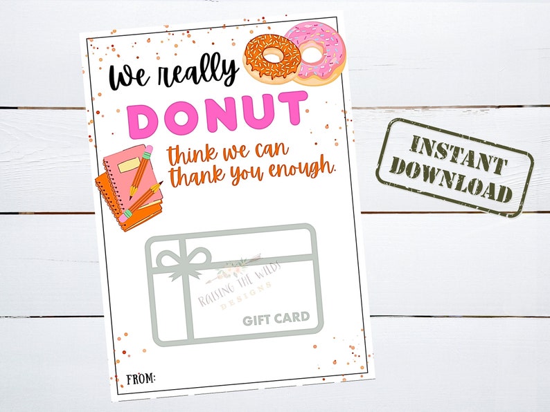Teacher Thank You Card, DIGITAL, Coffee, 5x7, for Gift Cards, Donuts ...