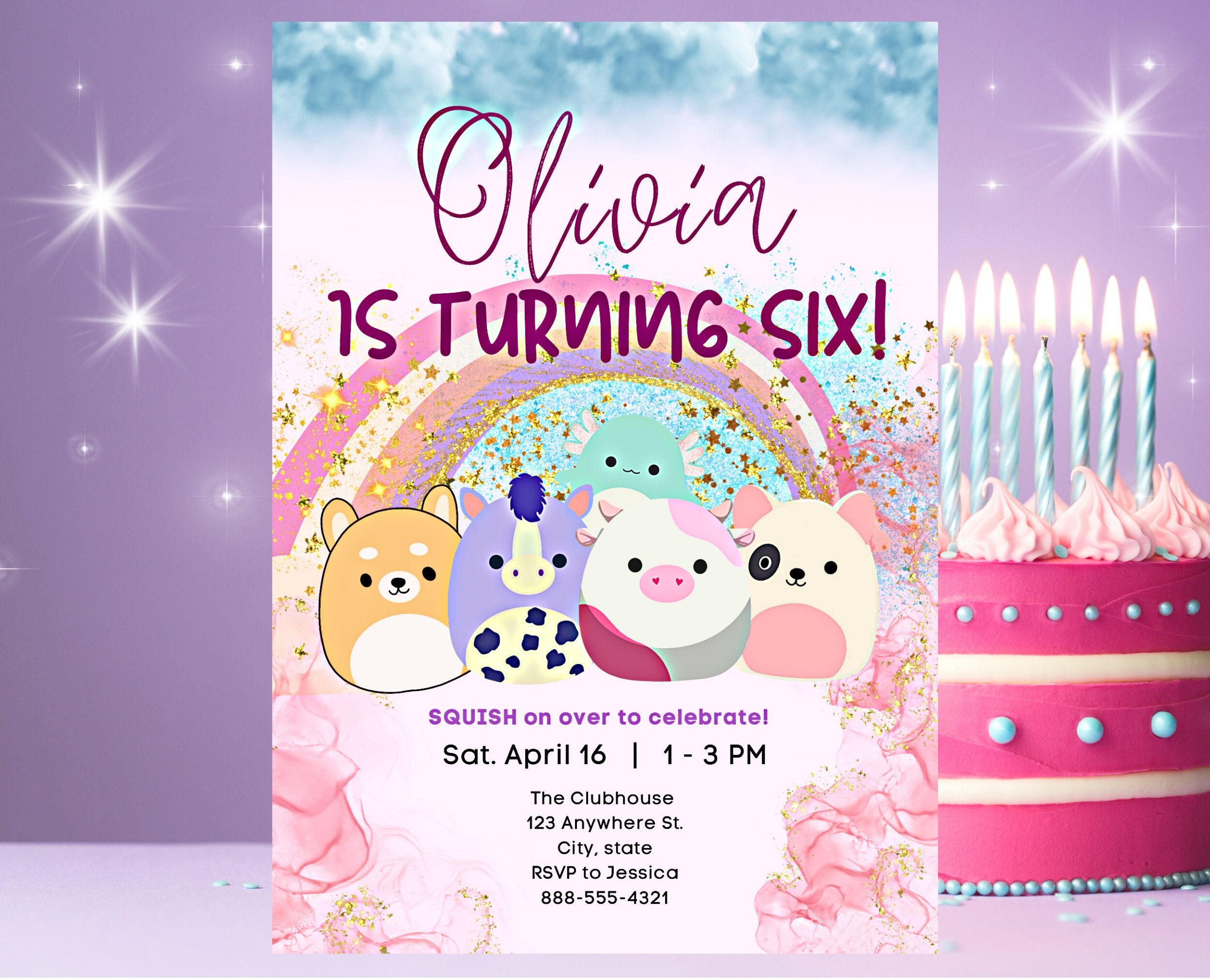 Squishmallow Birthday Invitation Template Instant Edit And, 50% OFF