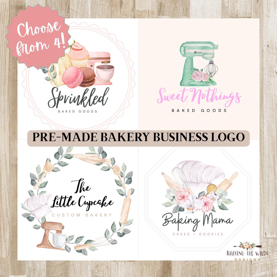 Bakery Logo | Premade Logos, Choose From 4, Farmhouse Style Bakery Logo ...