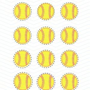 Softball Toppers, Digital Cupcake Toppers, Dessert Toppers, End of ...