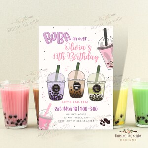 Boba Invitation, BOBA Digital Invite, Boba Bubble Tea Birthday Party ...