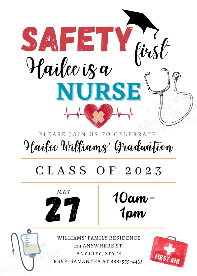 Nurse Grad Party Invitation Graduation Invite Nursing - Etsy
