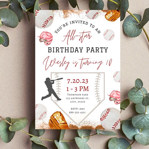 Baseball Ticket Birthday Invitation Sports Invite Party for - Etsy
