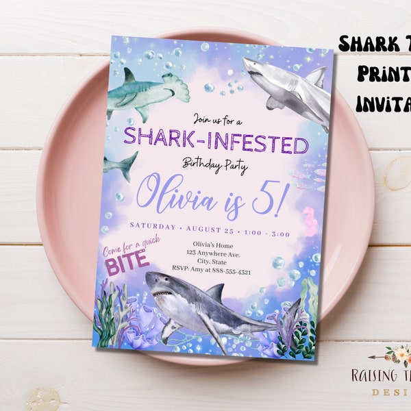 Shark Bite Invite - Etsy