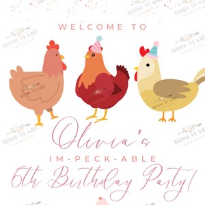 Chicken Birthday Poster – Personalized Farm Animal Party Decor, Digital ...