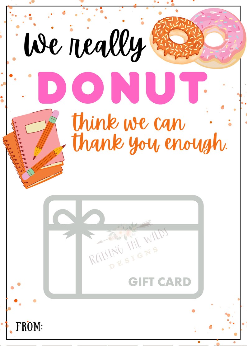 Teacher Thank You Card, DIGITAL, Coffee, 5x7, for Gift Cards, Donuts ...