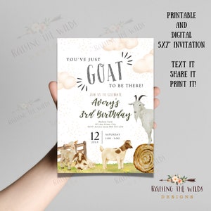 Goat Invitation | Digital Invite, Printable, Textable, Goats Goat ...