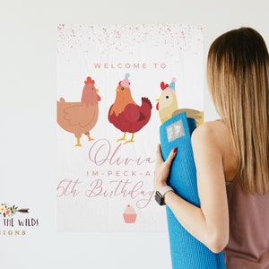 Chicken Birthday Poster – Personalized Farm Animal Party Decor, Digital ...