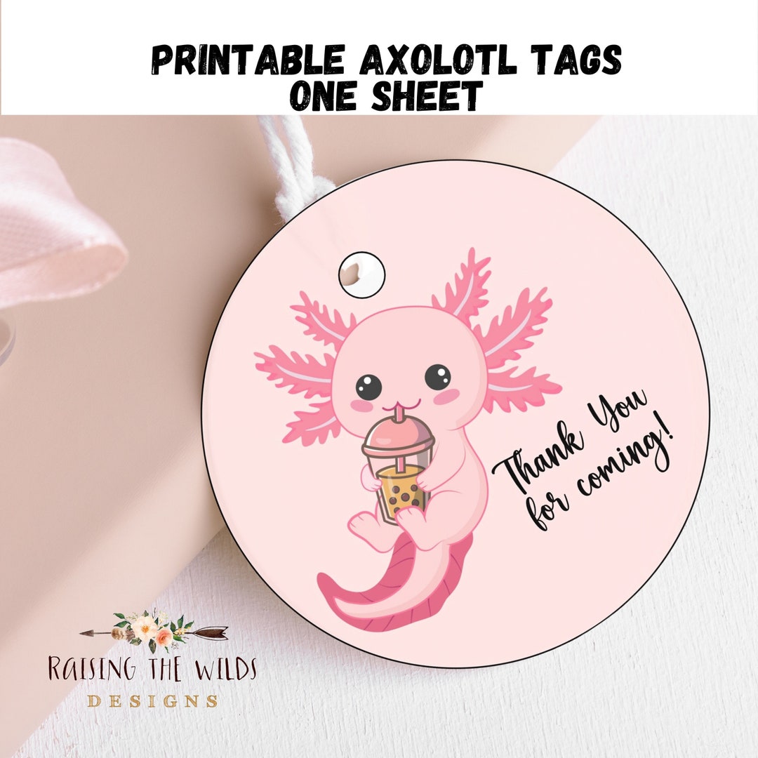 Axolotl Thank You Favor Tags: Birthday Party Gift Tags (digital ...