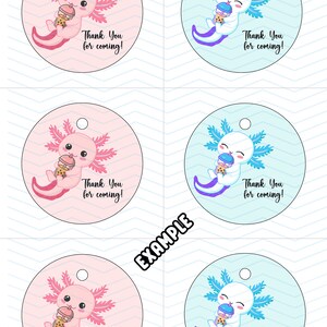 Axolotl Thank You Tags, Instant Download, Favor Gift Tags, Birthday ...