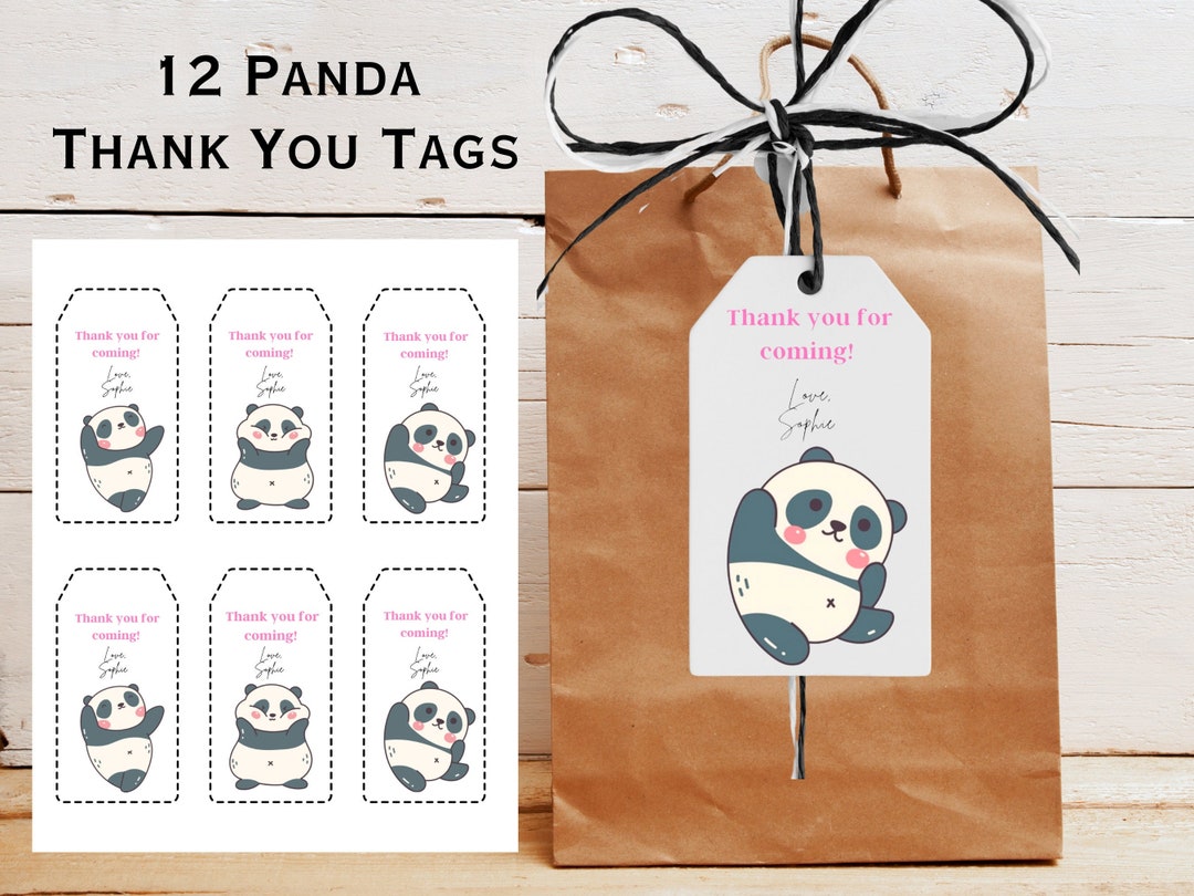 Panda Thank You Tags: Birthday Party Favors (digital Download) - Etsy