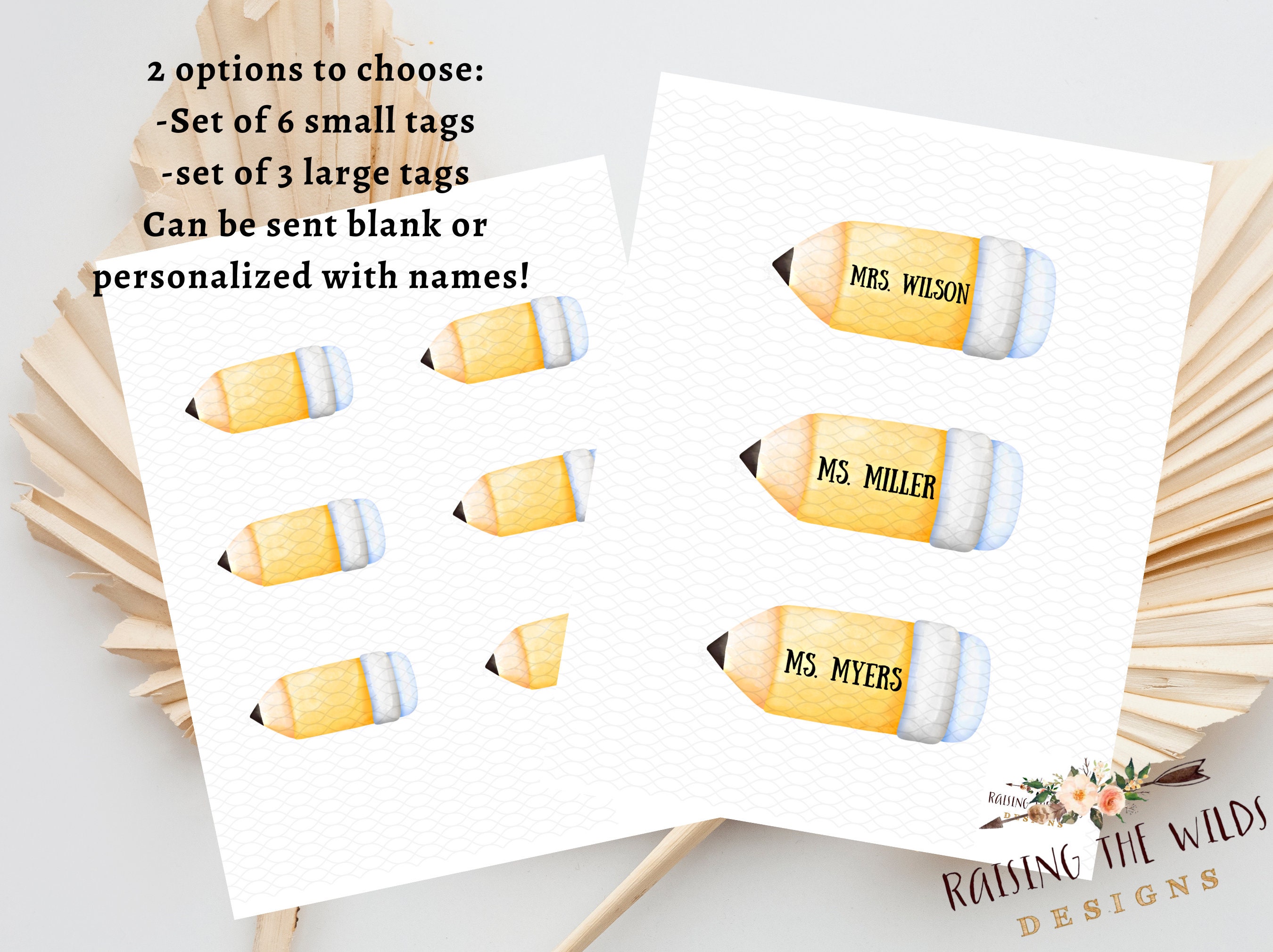 Pencil Gift Tags Digital Personalized Name Tags for Teacher - Etsy