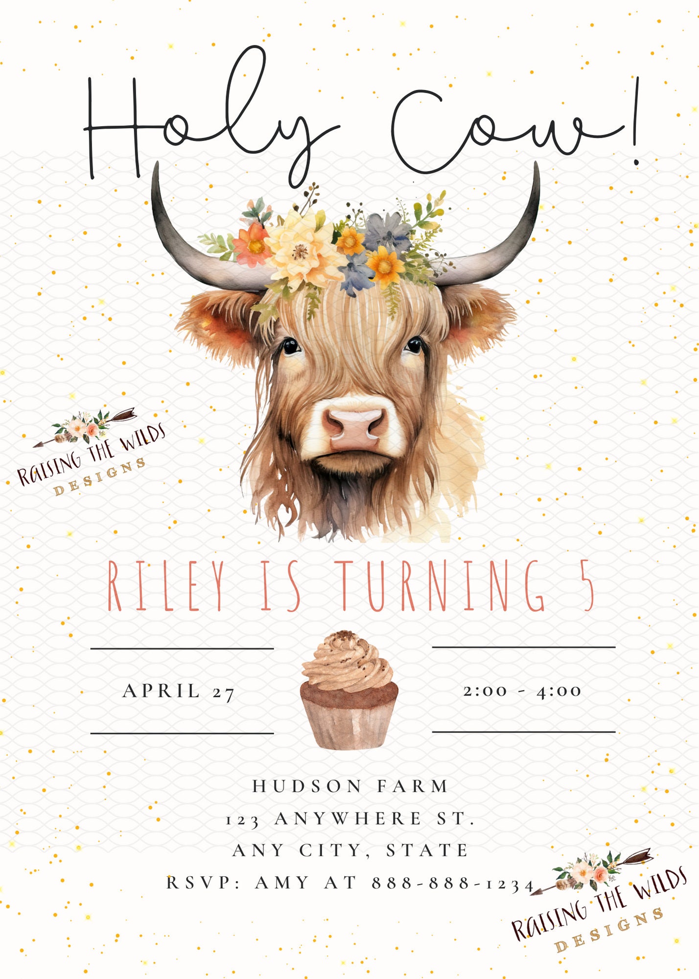 Highland Cow Invitation Digital Invite Cow Birthday Party - Etsy Australia