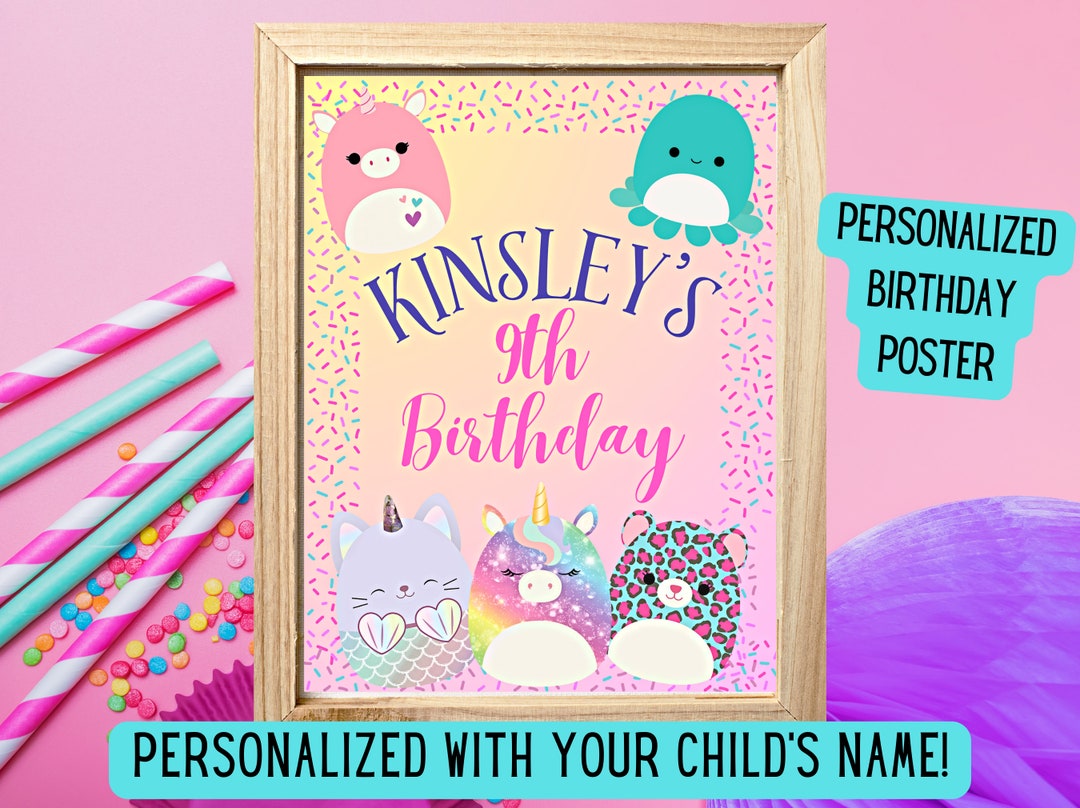 Birthday Squish Poster, Party Decor, Digital, Birthday Party Decor ...