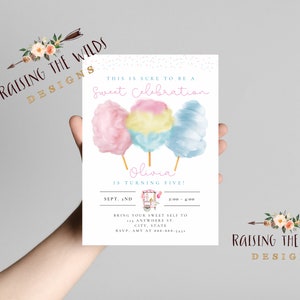 Cotton Candy Birthday Invitation: Pink Party Invite (digital Download ...