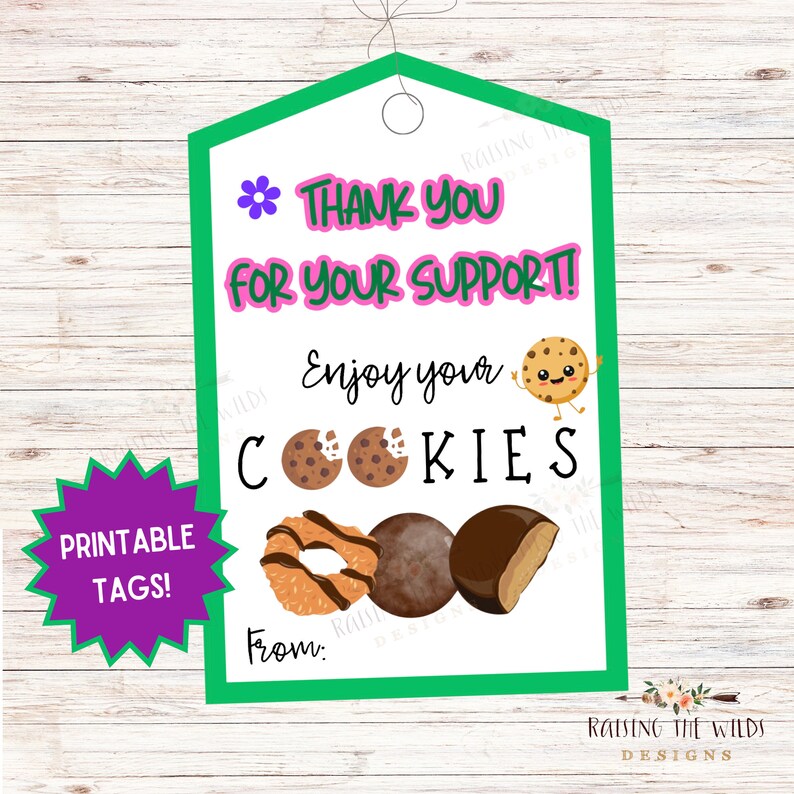 Scout Themed Cookie Box Thank You Tags | Printable Favor Tags | Party ...