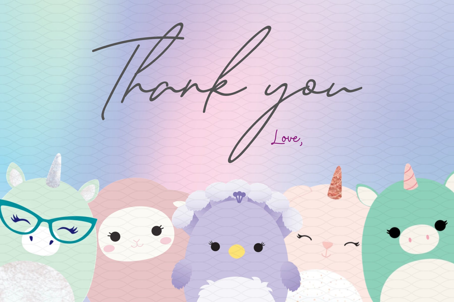 Squish Thank You Card, 6x4 for Birthday Parties, Social Media, Email ...