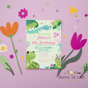 Frog Invitation | Digital Invite, Girls Frog Birthday Party, Girl Frog ...