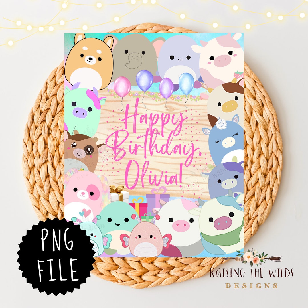 Squish Poster, Birthday Party Decor, Digital, Birthday Party Decor ...