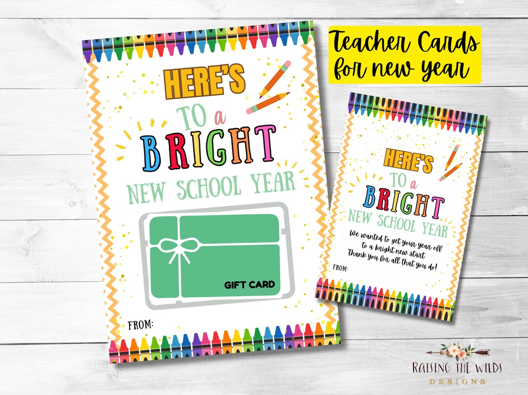 New School Year Teacher Card | Digital | Rainbow Colors, Bright, for ...