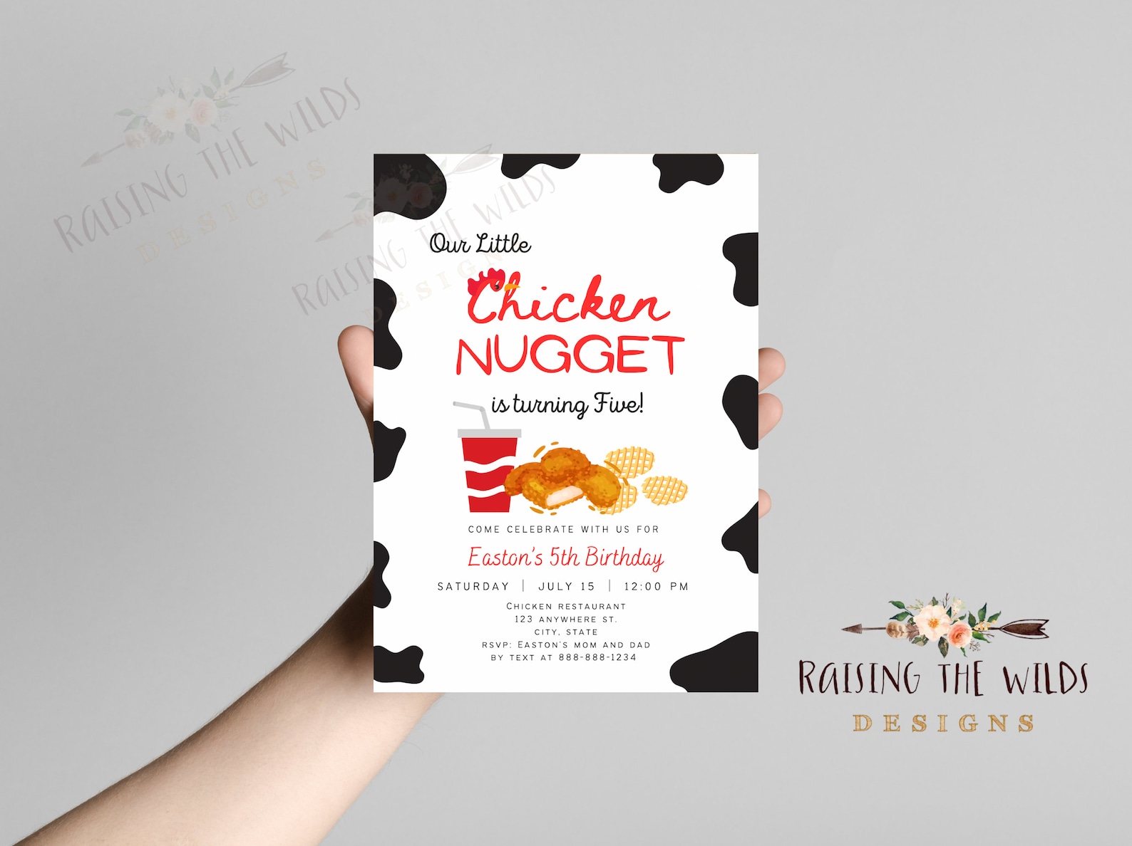 Chicken Birthday Invitation Digital Invite Chicken Nugget - Etsy