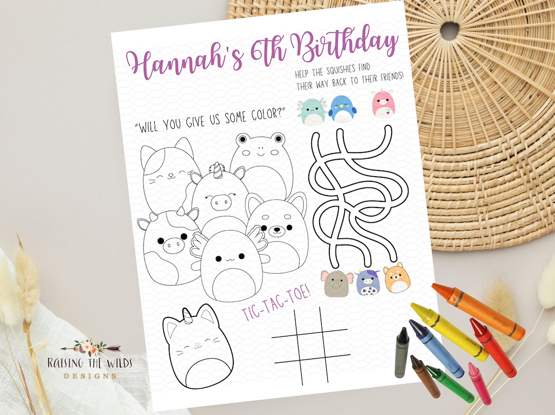 Coloring Page, Squish, for Birthday Party or Event, Coloring and ...