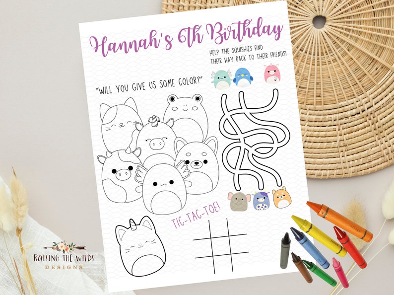 Coloring Page Squish for Birthday Party or Event Coloring - Etsy