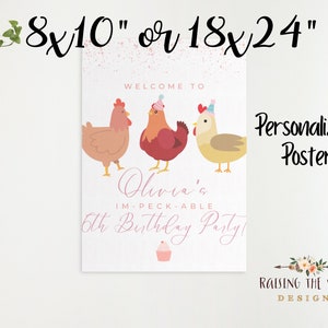 Chicken Birthday Poster – Personalized Farm Animal Party Decor, Digital ...