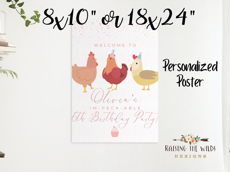 Chicken Birthday Poster Personalized Chicken Party Decor - Etsy