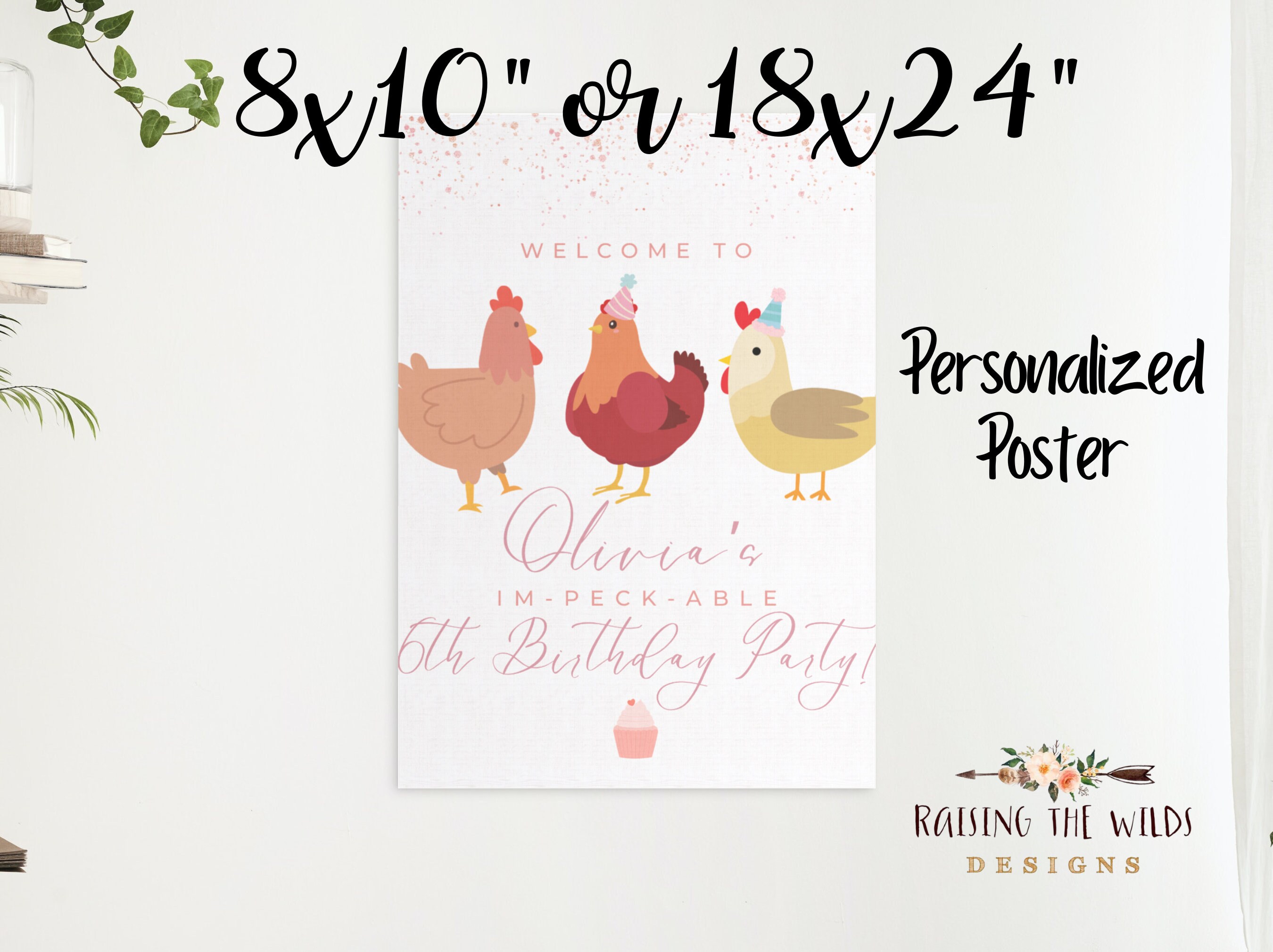 Chicken Birthday Poster – Personalized Farm Animal Party Decor, Digital ...