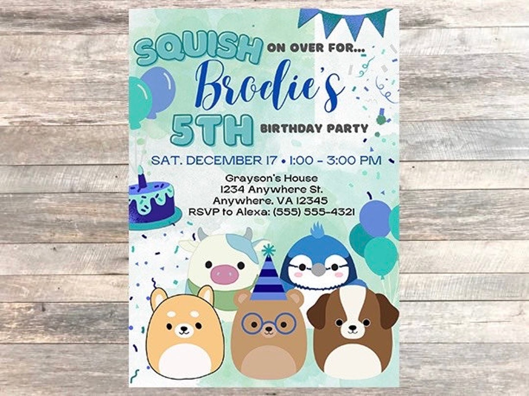 Birthday Invitation, Squish, Squishy, Boys Birthday Party Invite ...