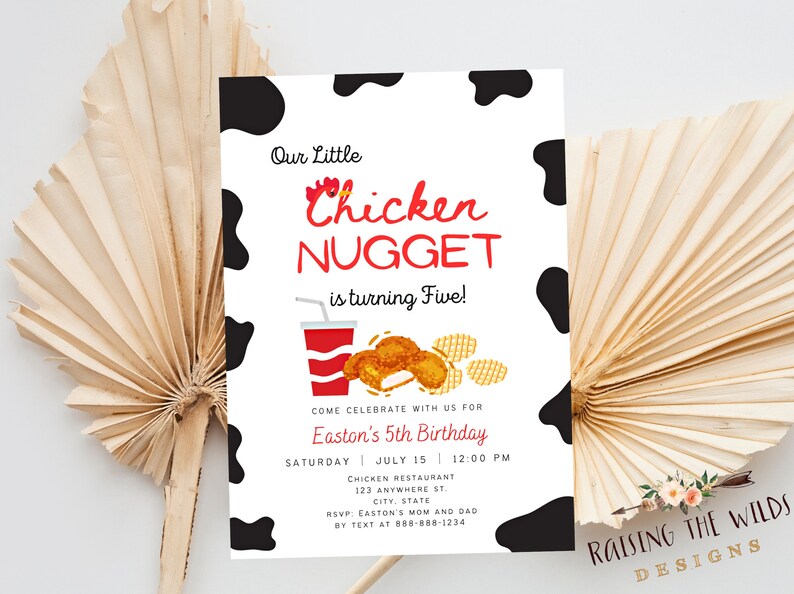 Chicken Birthday Invitation Digital Invite Chicken Nugget - Etsy