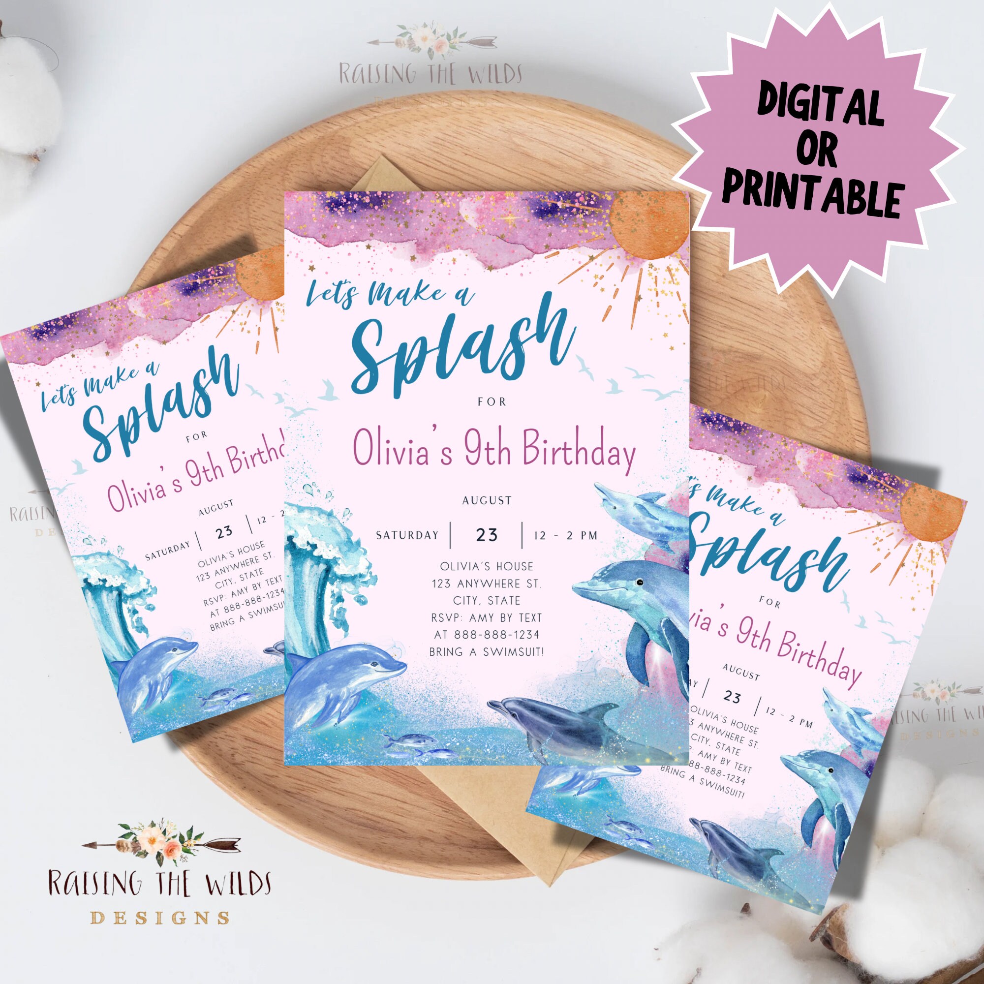 Dolphin Birthday Invitation: Under the Sea, 5x7 (digital Download) - Etsy