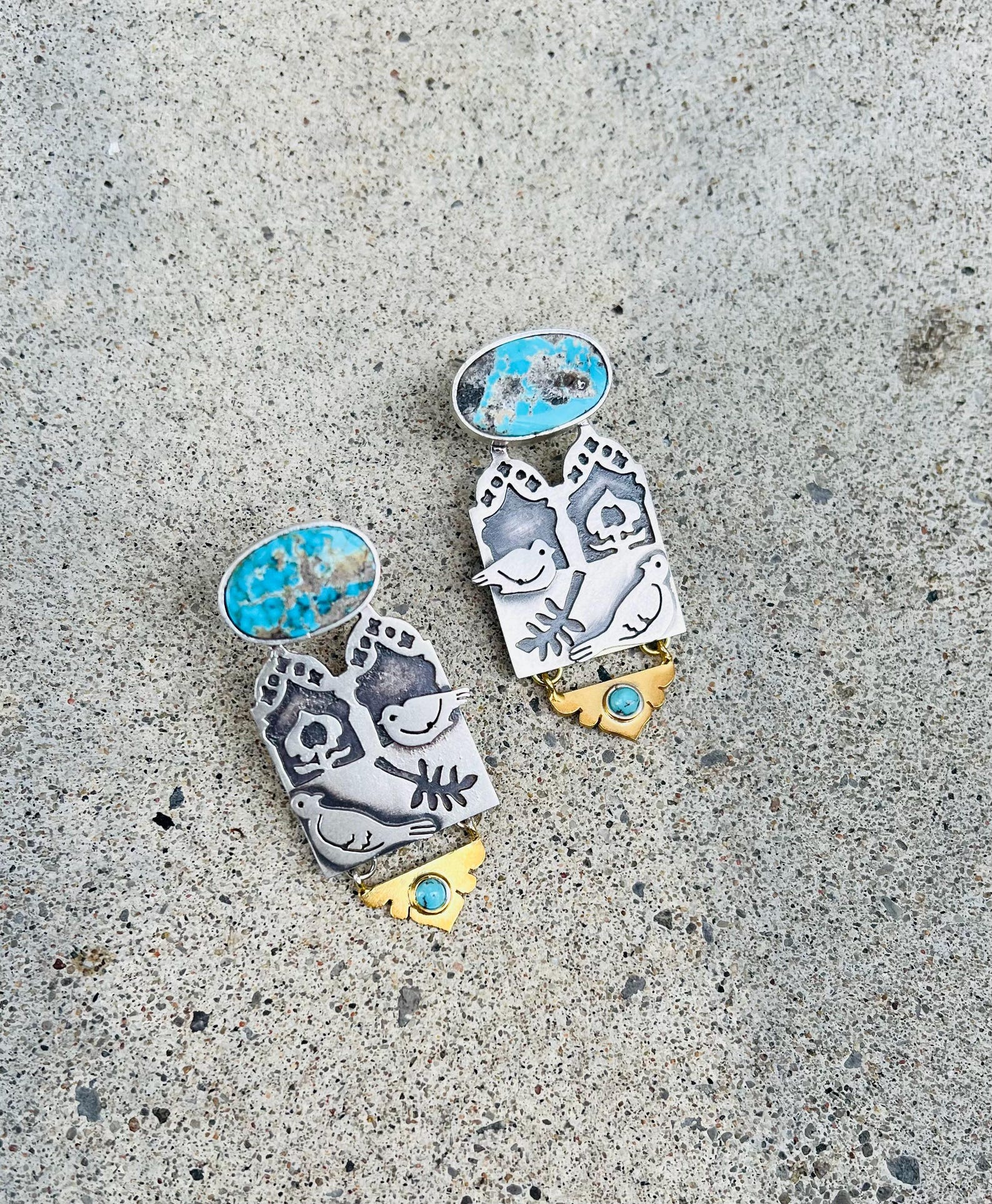 925 Sterling Silver Birds and Window Earrings | Artisanal Handmade ...