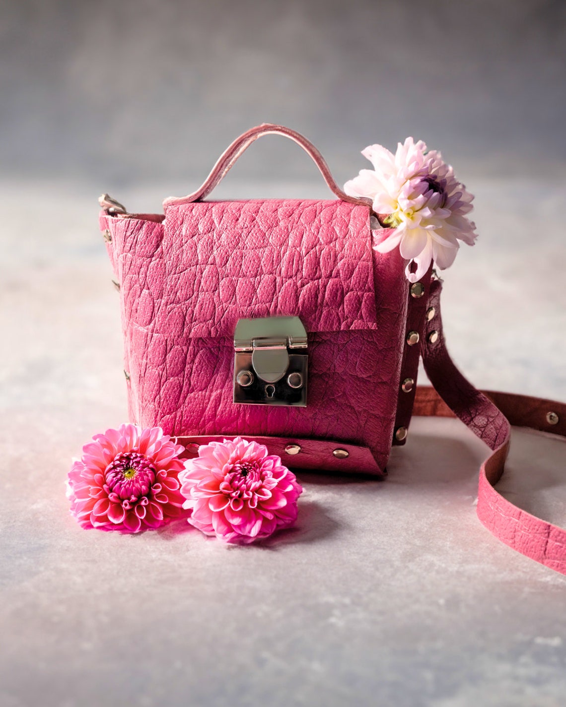 Custom Modern Colorful Dust Fuchsia Pink Designer Midi Crocodile ...