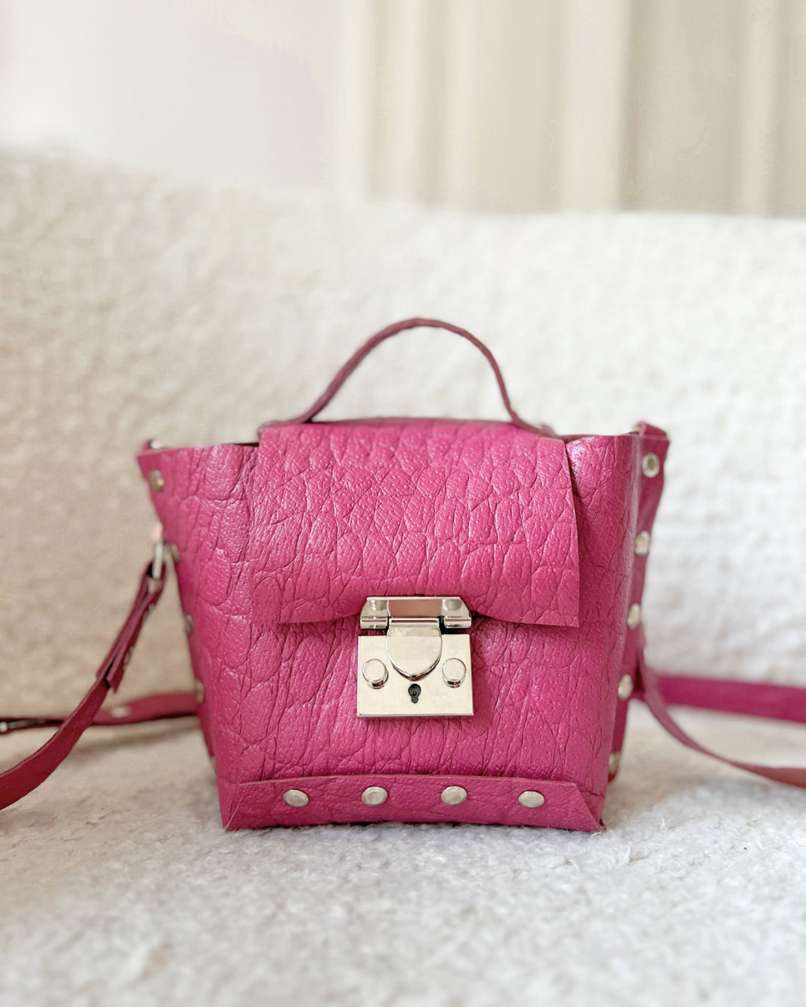 Custom Modern Colorful Dust Fuchsia Pink Designer Midi Crocodile ...