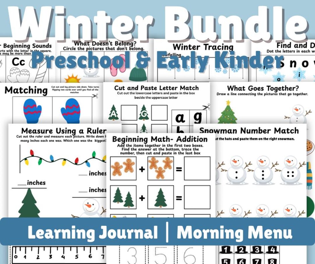 Winter Preschool Worksheet Bundle: Homeschool or Classroom Use (digital ...