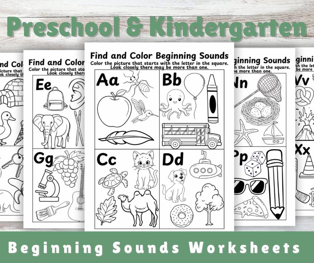 Beginning Sounds Worksheets for Preschool, Phonic Lessons, Fun Coloring ...