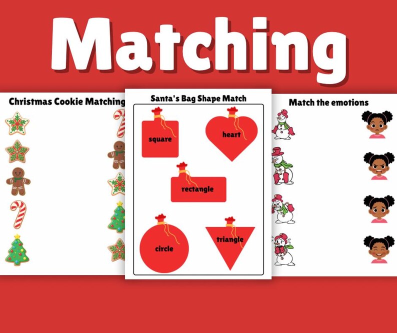 Christmas Toddler & Preschool Worksheets- Matching, Tracing, Cutting ...