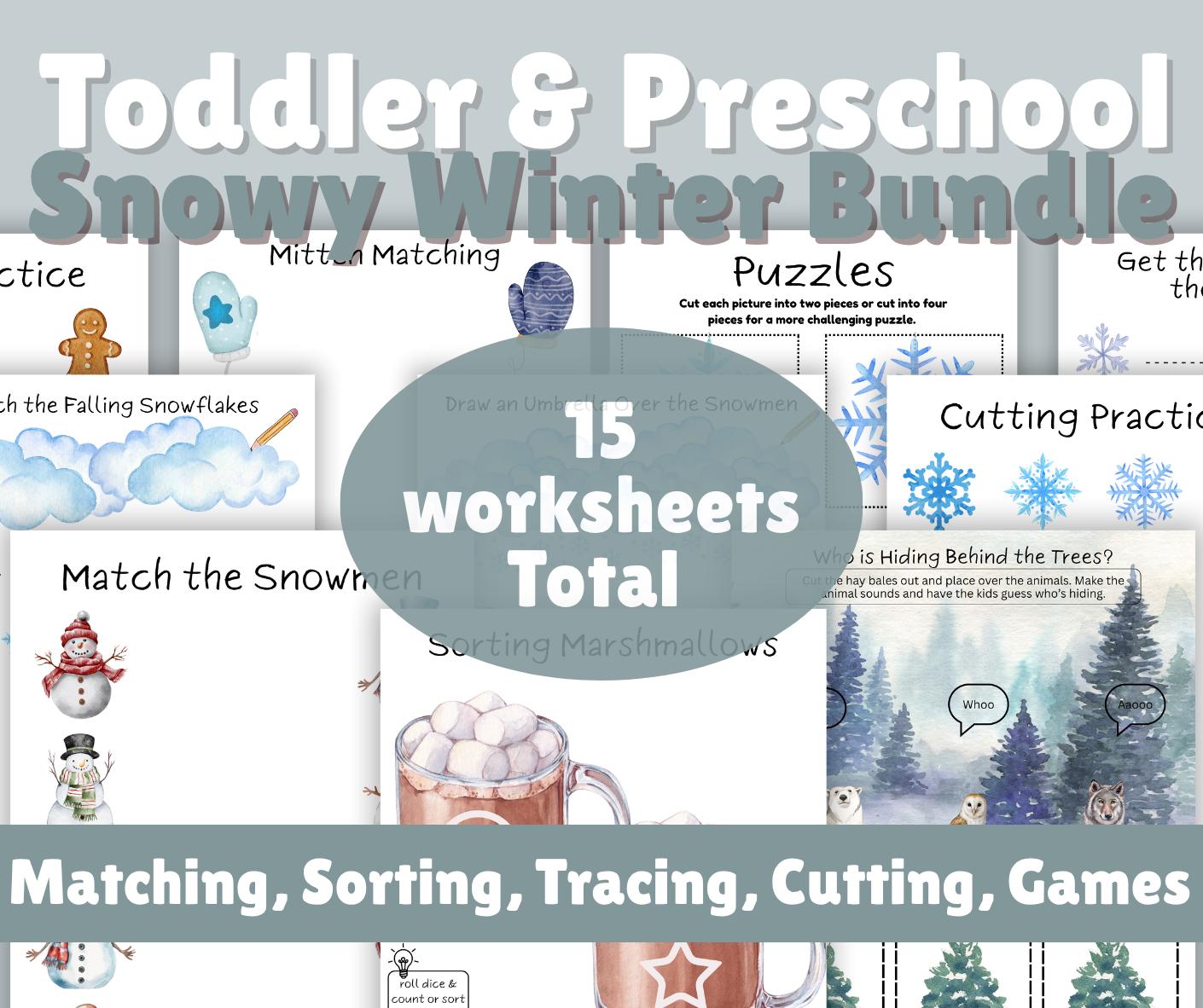 Winter Toddler & Preschool Worksheets- Christmas Matching, Tracing ...