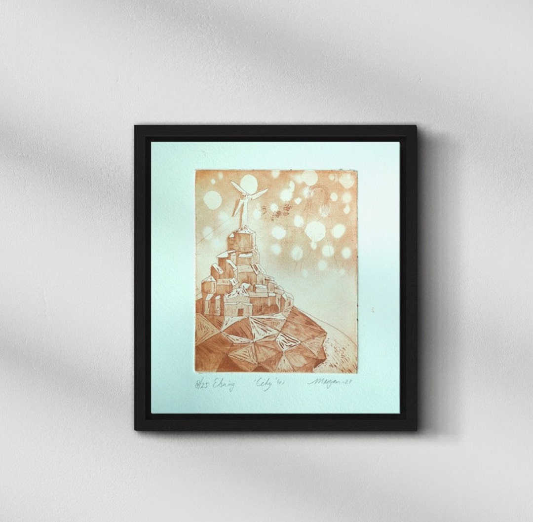 Limited Original Aquatint Etching Art Print City, Gift Idea, Home Decor Wall Art, Sustainable ...