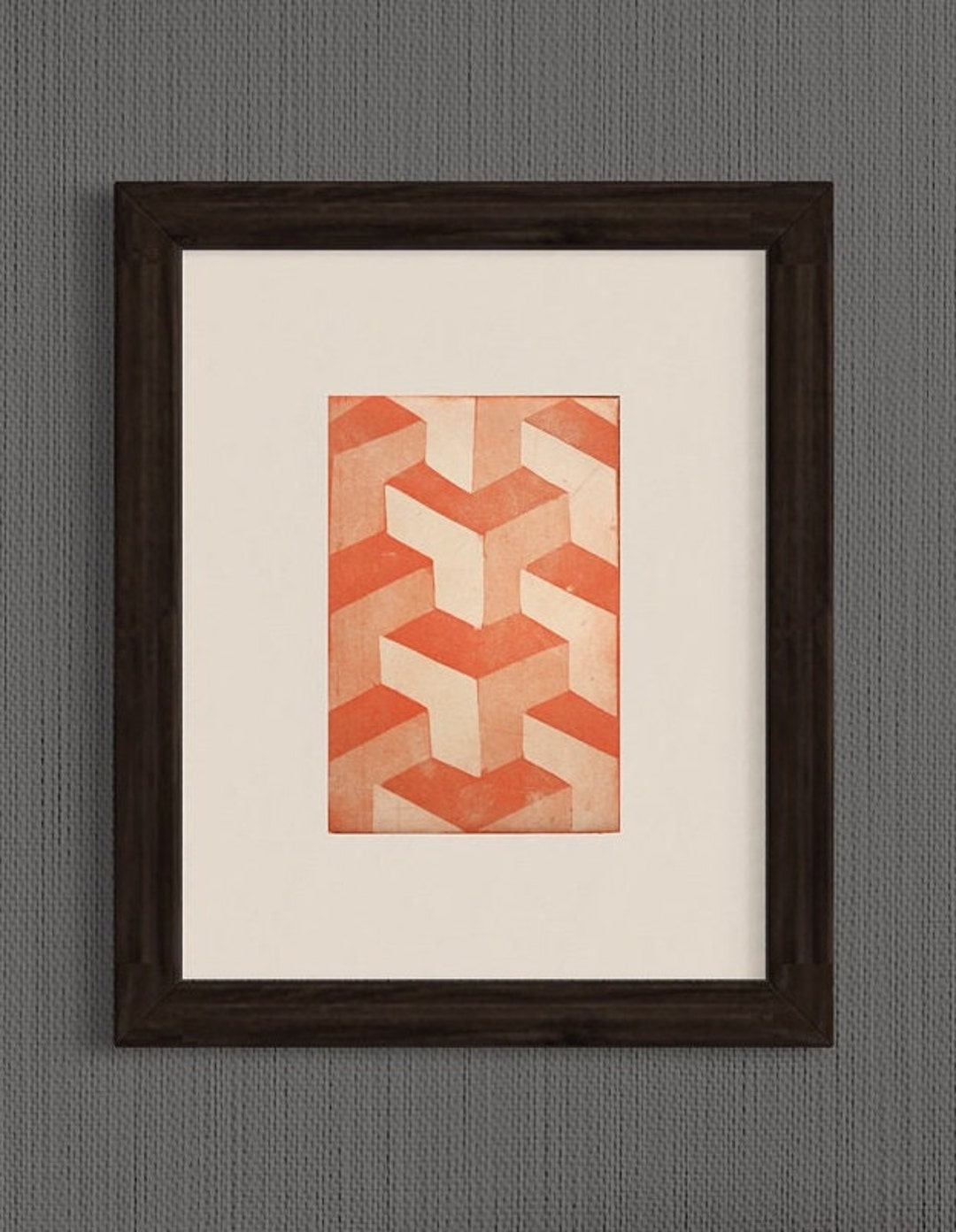 Limited Edition Red Kubus Cube Etching: Handprinted 3D Geometry Art - Etsy