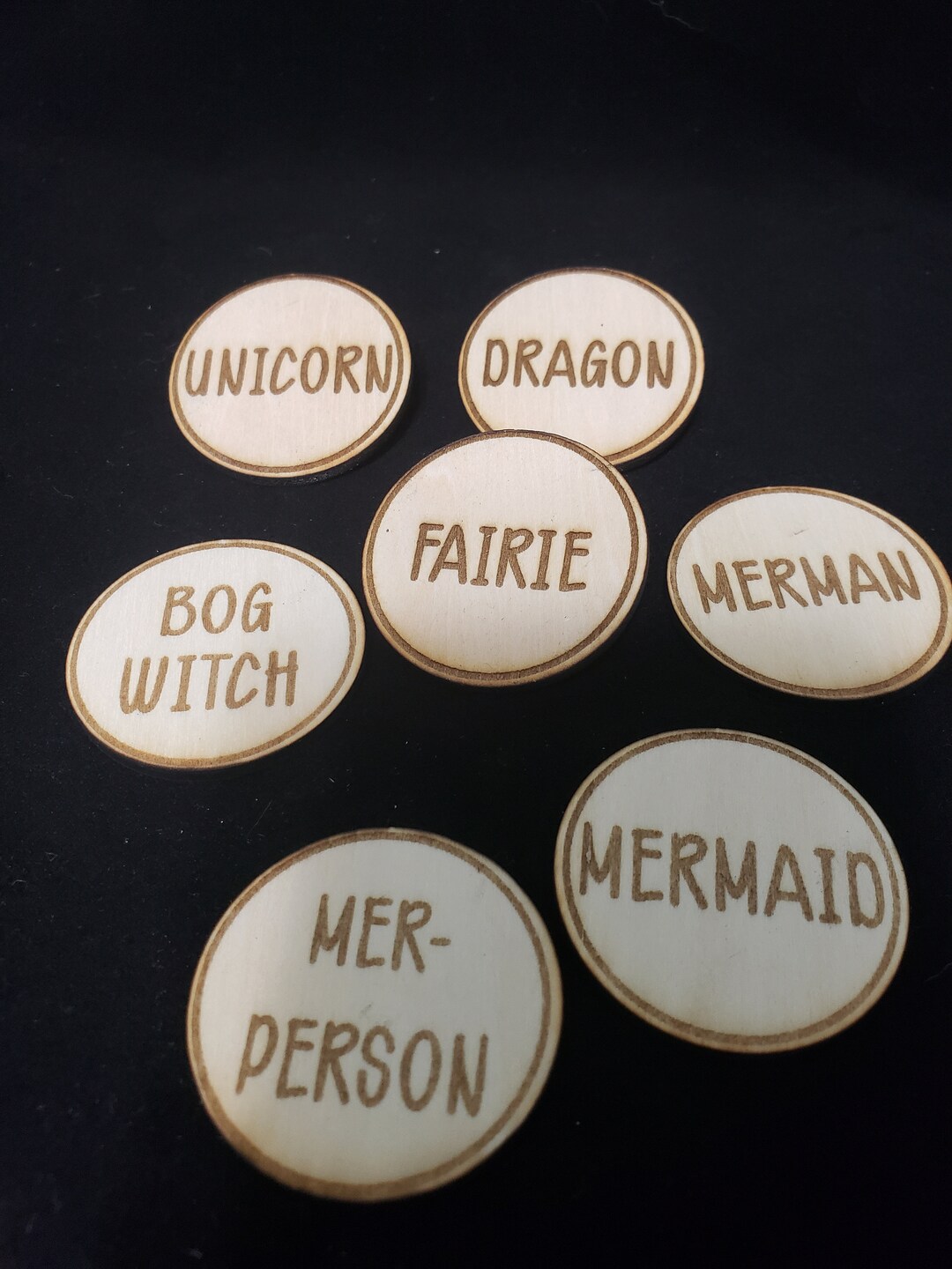 Wooden Laser Engraved Fantasy/otherkin Identity Badges/pins - Etsy
