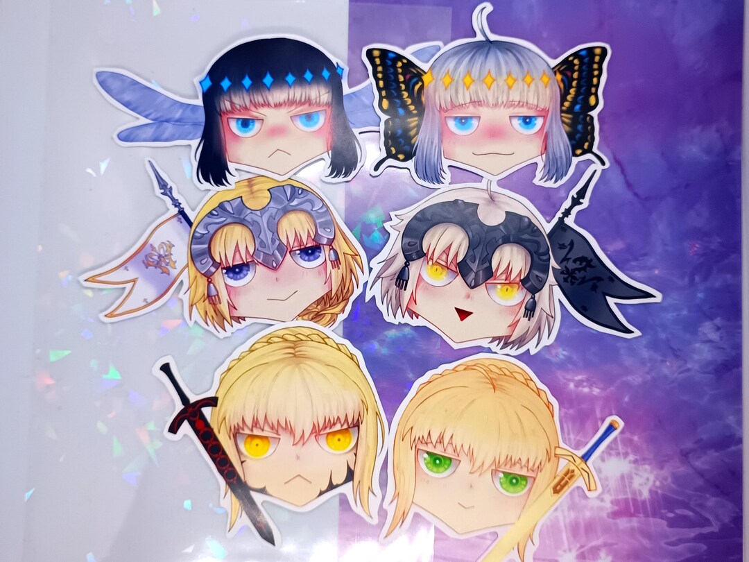 Fate Grand Order Chibi Stickers (oberon, Jeanne D'arc (alter), Artoria (altria) Pendragon (alter ...
