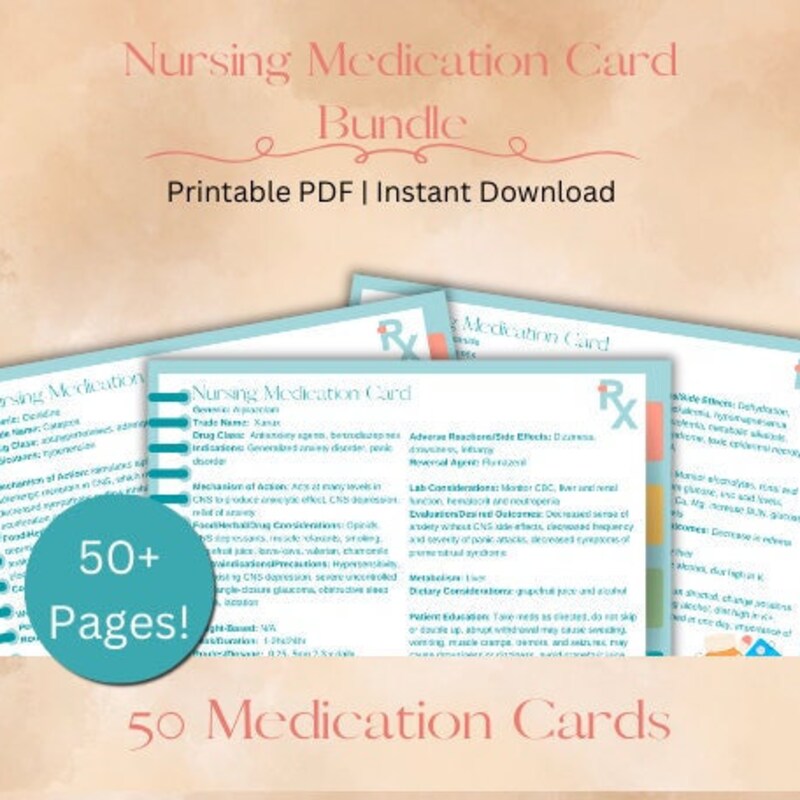 Nursing Drug Cards - Etsy