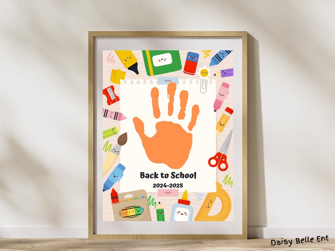 Back to School 2024 Child Handprint Craft Toddler Footprint Custom ...