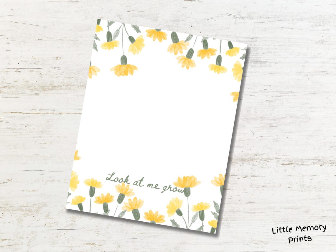 Look at Me Grow Baby Footprint Art -yellow Flower Art - Toddler ...