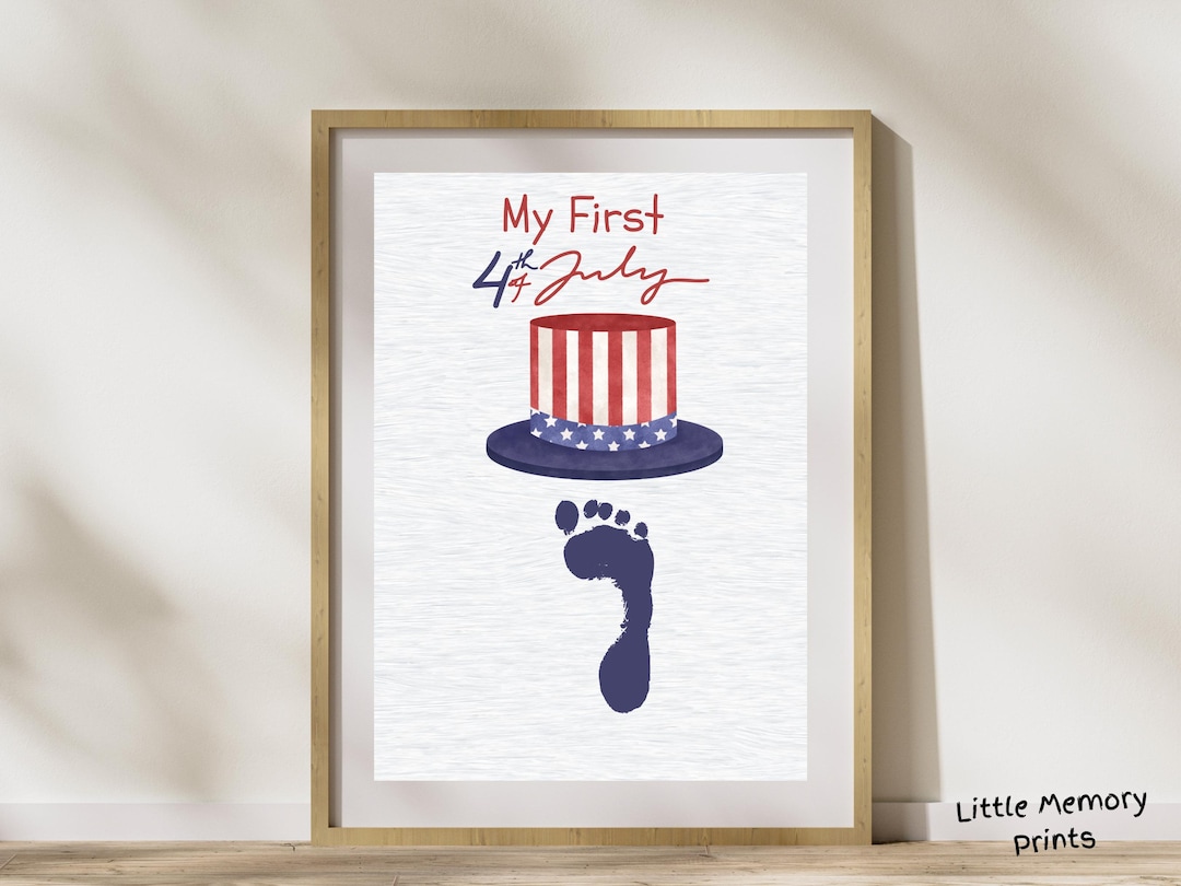 My First 4th of July Footprint Art | Patriotic Baby Handprint Art ...